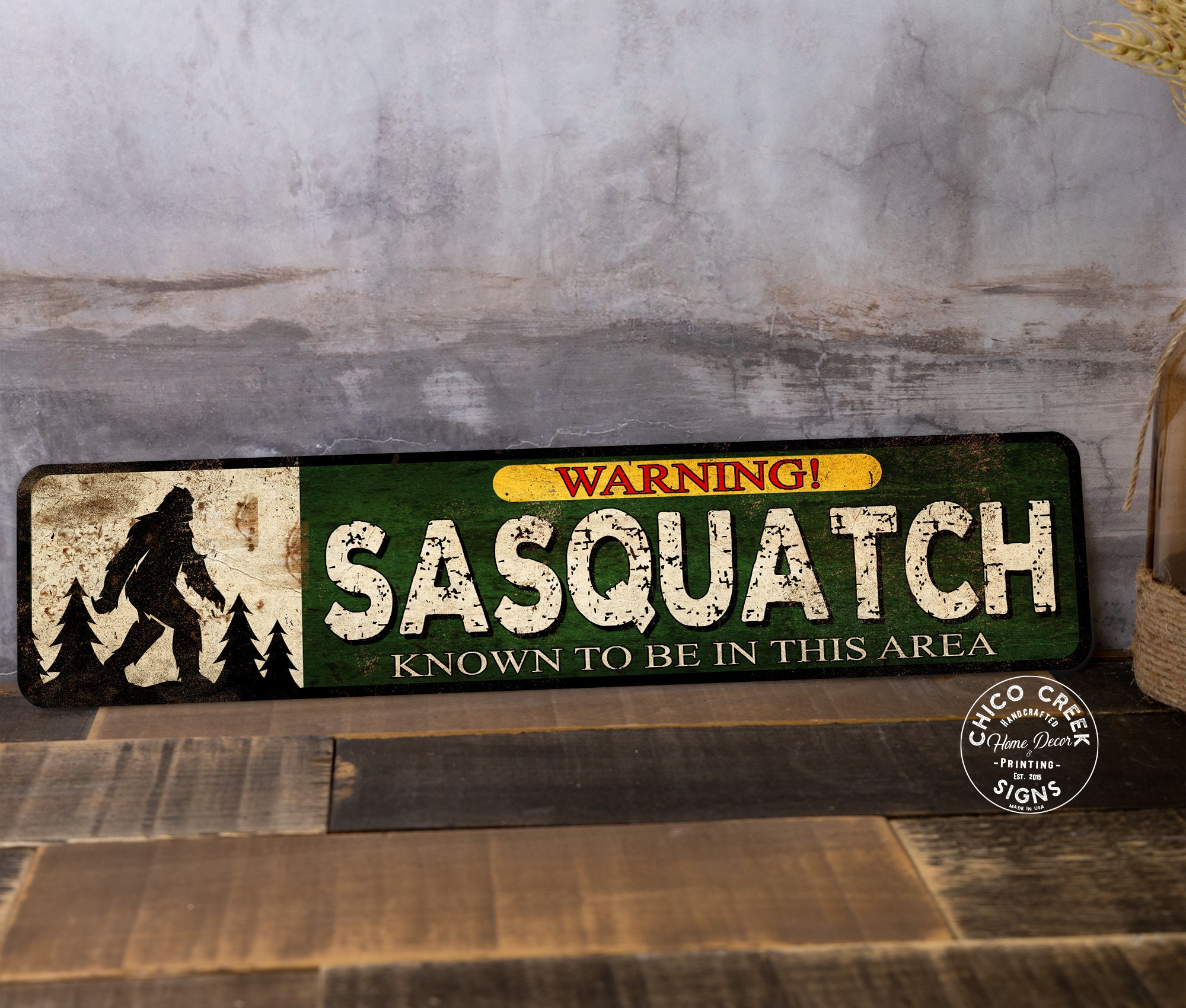 Warning Sasquatch Sign Big Foot Decor Area Yeti North American Ape ...