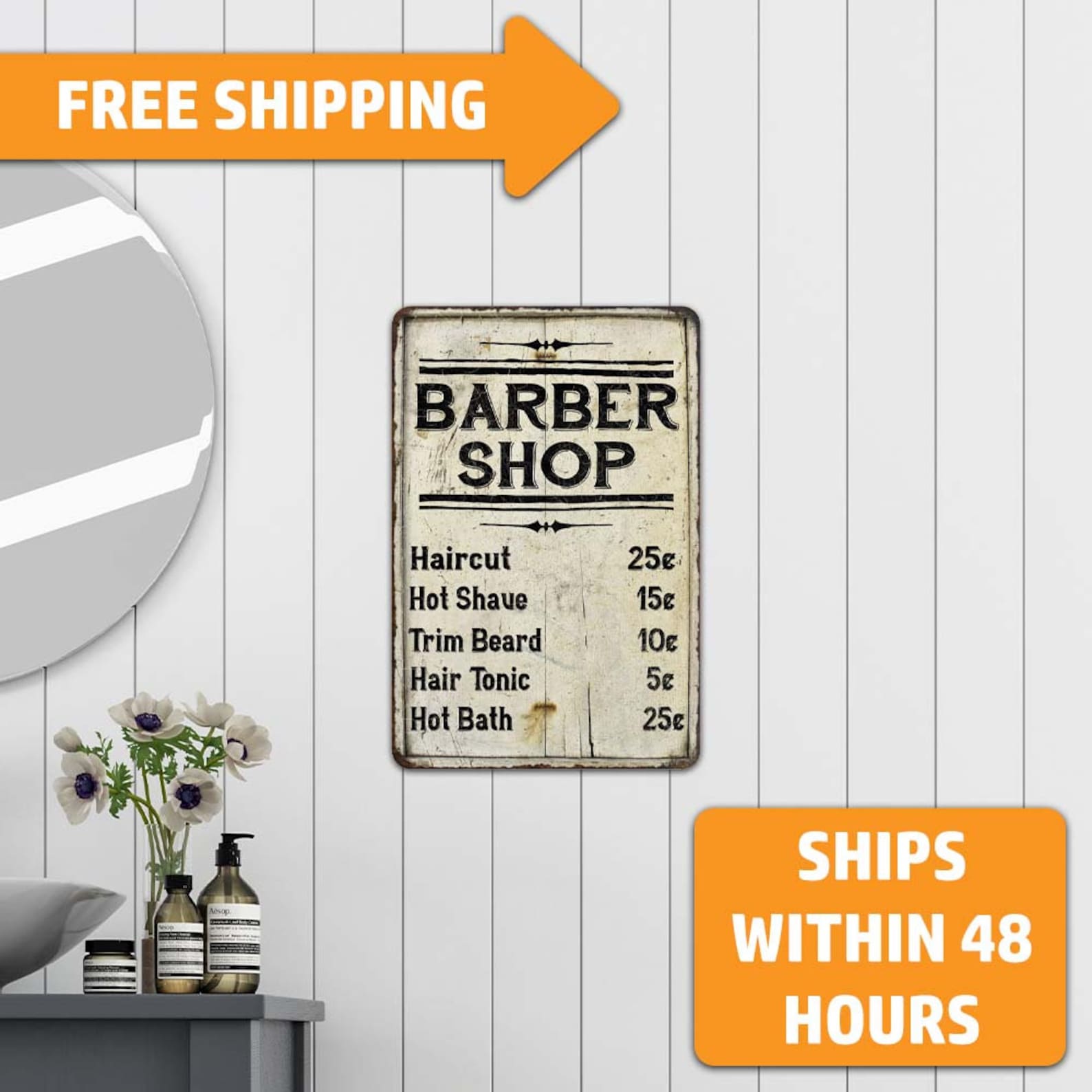 Barber Shop Sign Barber Shop Price List Sign Farmhouse Style - Etsy