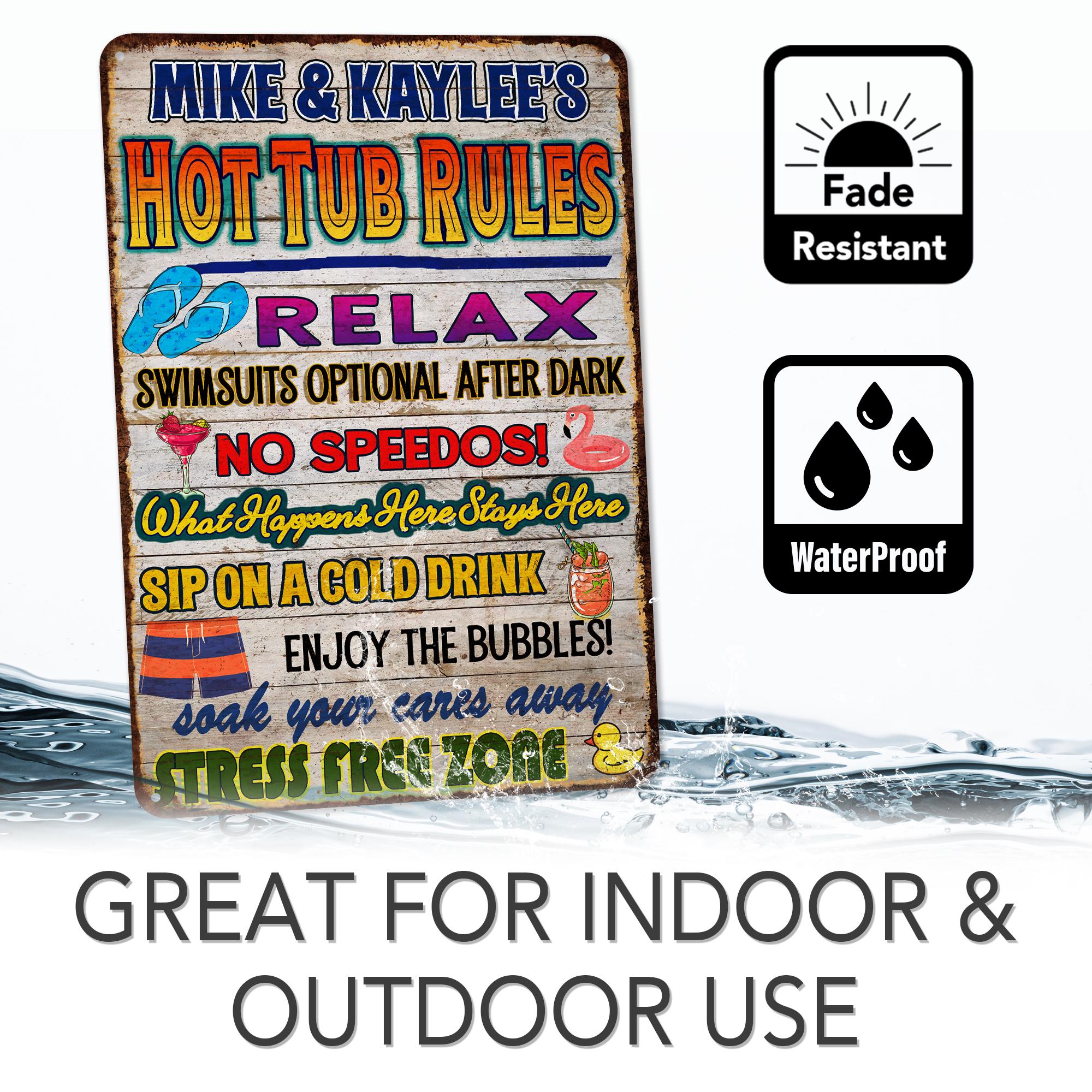 Hot Tub Rules Sign, Personalized Signs, Custom Metal Sign, Backyard ...
