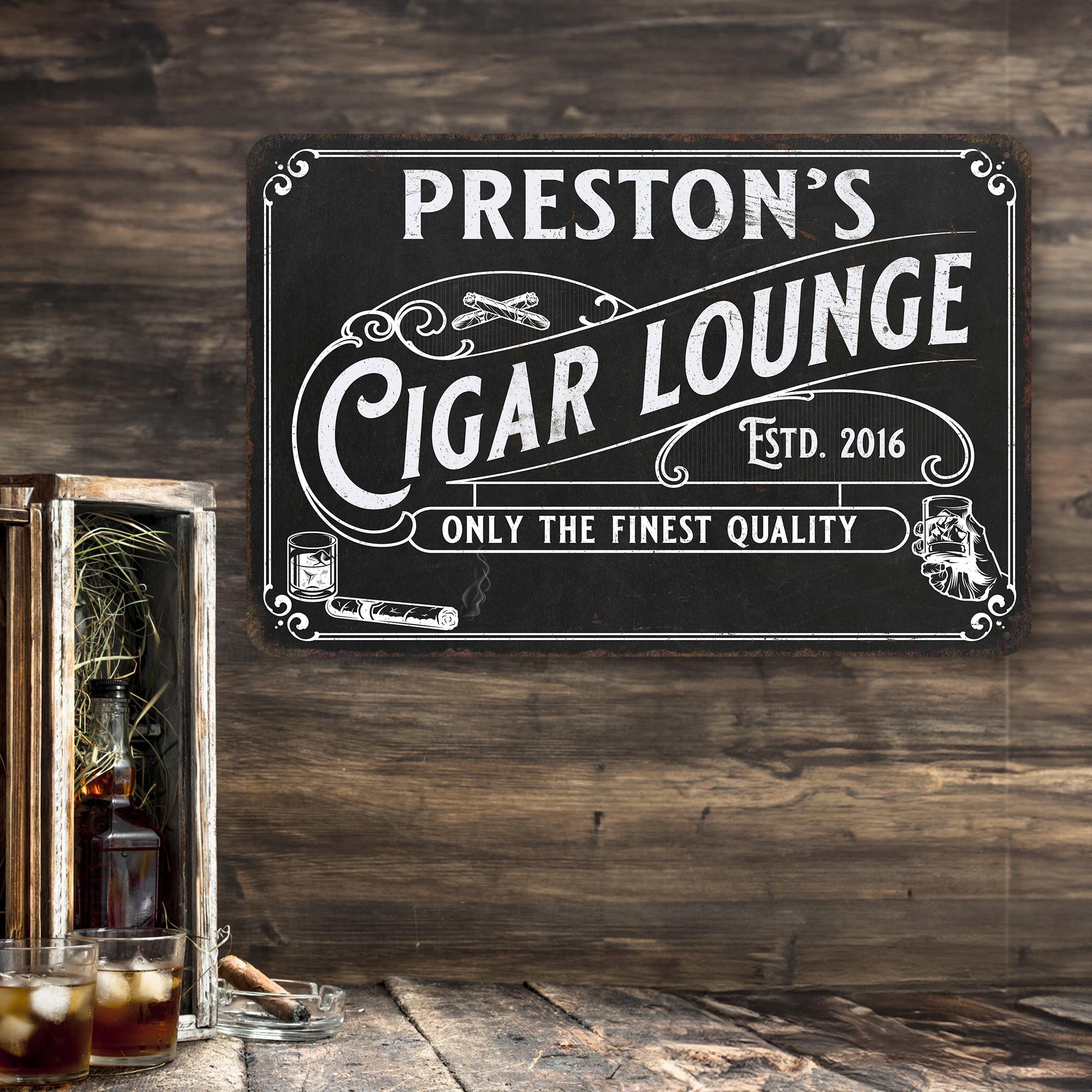 Personalized Cigar Lounge Sign, Man Cave, Cigars, Custom Metal Sign ...