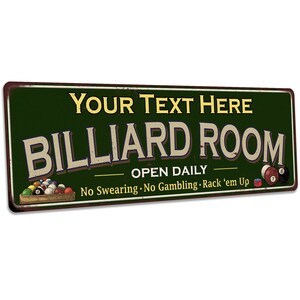 Personalized Billiard Room Sign, Custom Pool Hall Decor, Game Room Gift ...