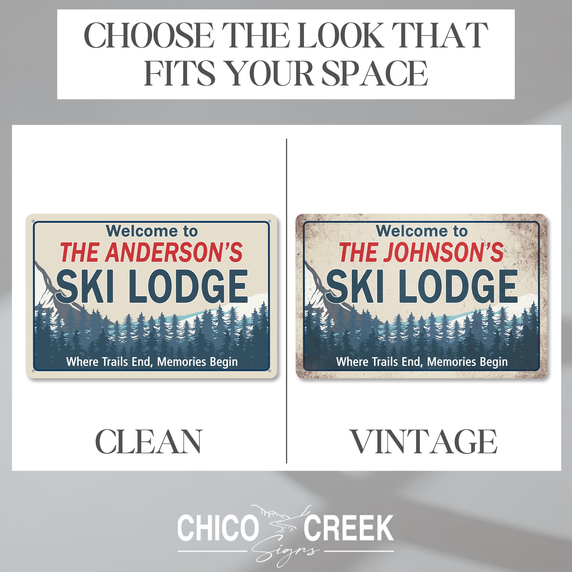 Personalized Ski Lodge Sign, Custom Winter Cabin Decor, Rustic Ski ...