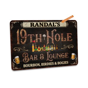 Custom Bar Sign 19th Hole Sign Personalized Gift for Golfer Vintage ...
