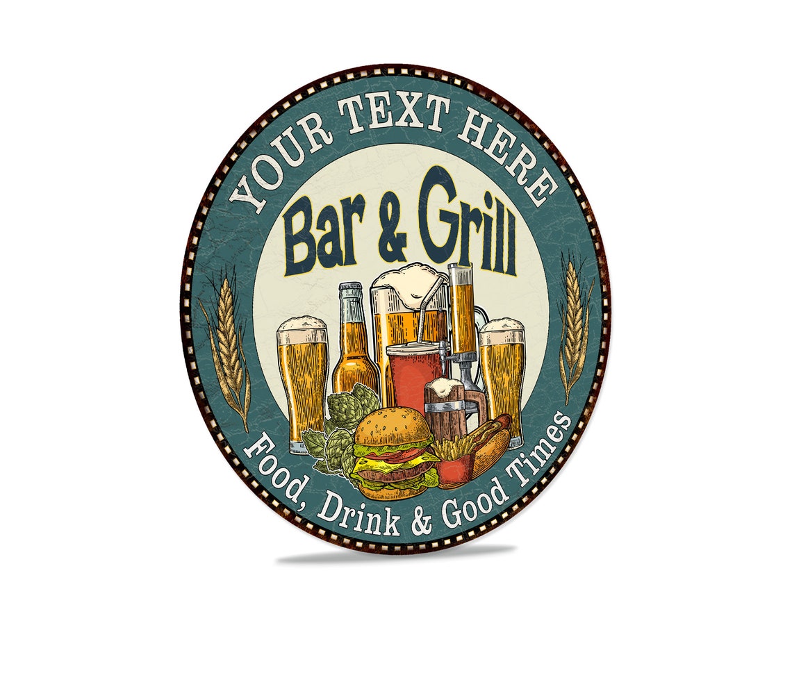 Personalized Bar and Grill Sign, Home Bar Decor, Den Whisky Beer Sign ...