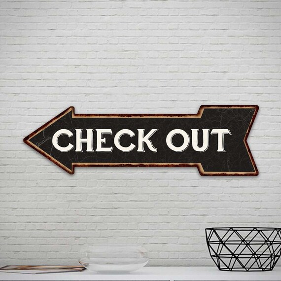 Check Out Sign Check Out Left Arrow Sign Vintage Looking - Etsy