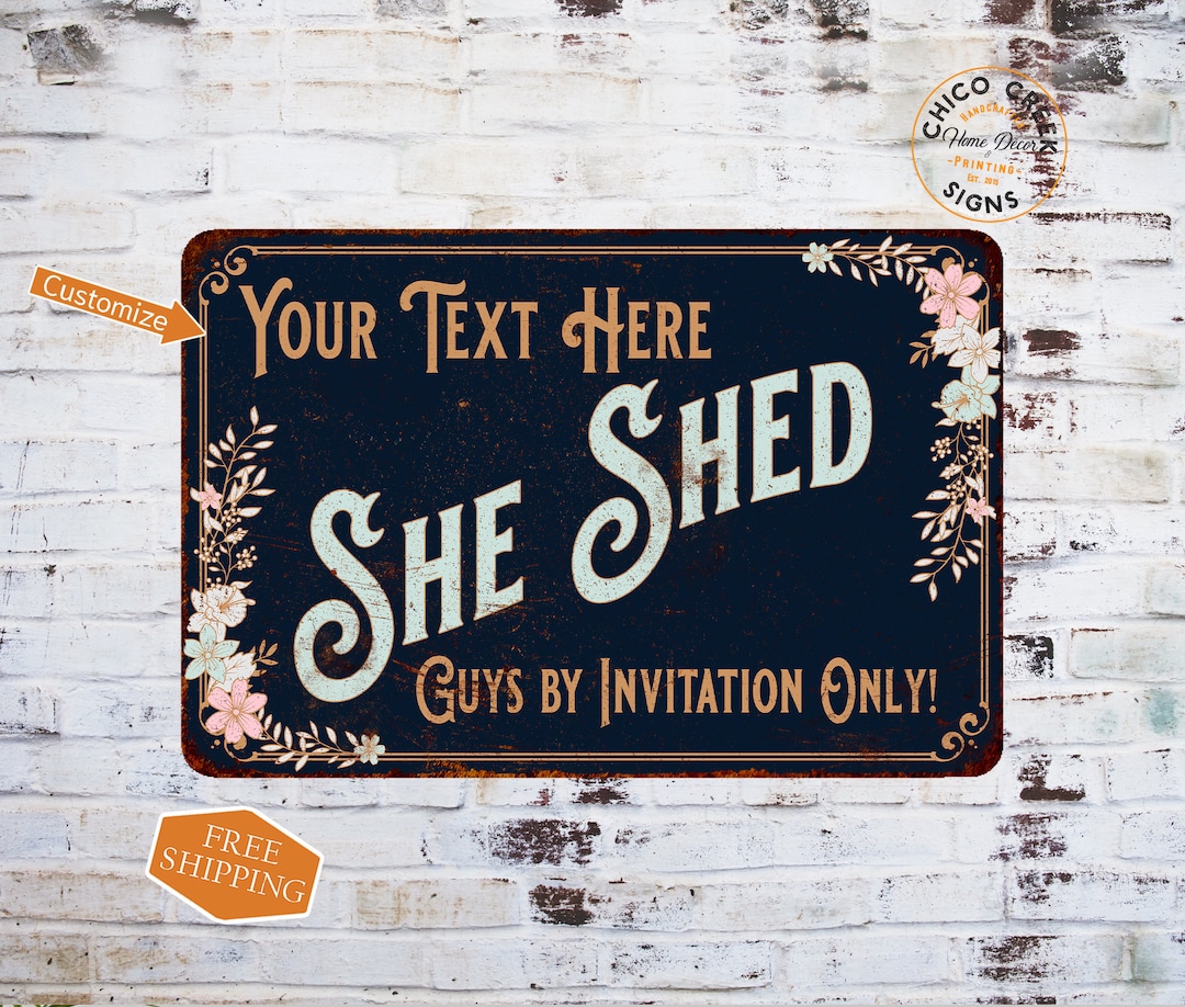 Personalized She Shed Sign, Blue Victorian Decor, Lady Cave, Diva Den ...