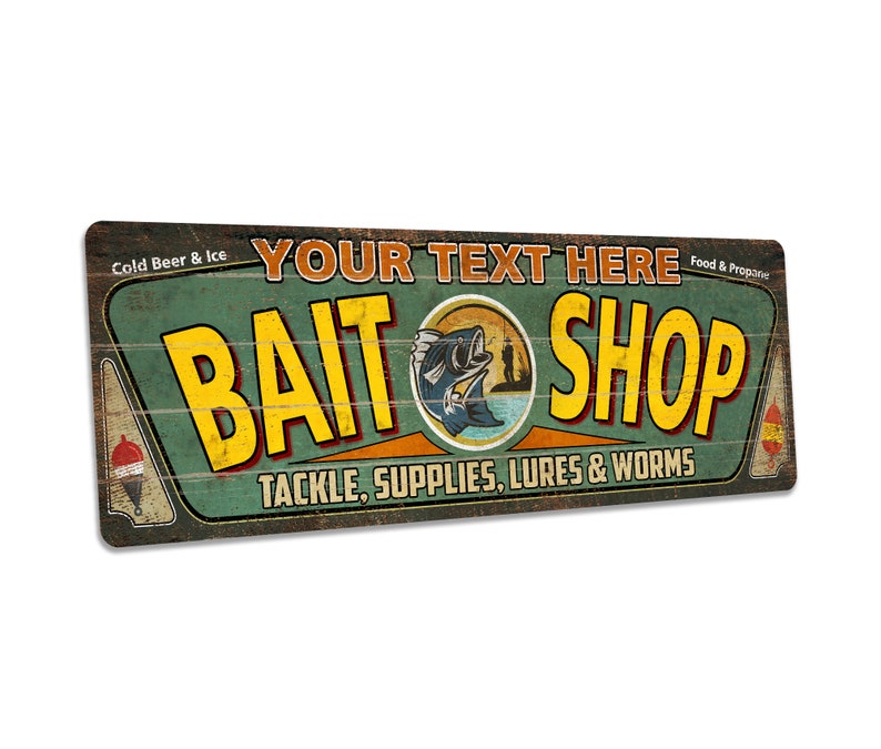 Personalized Bait Shop Sign Fishing Decor Vintage Looking - Etsy