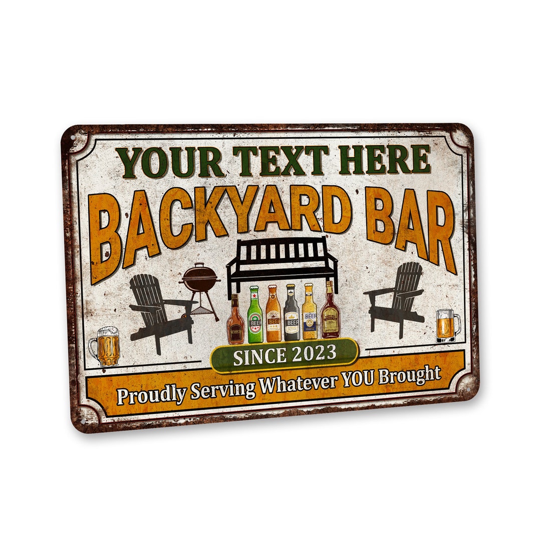 Personalized Backyard Bar Sign, Outdoor Bar Decor, Patio Bar Sign, Gift ...