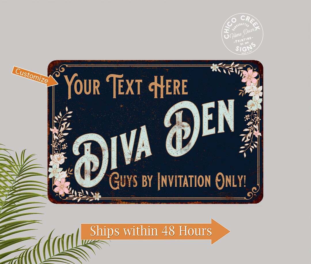 Personalized Diva Den Sign, Blue Victorian Decor, She Shed, Lady Cave ...