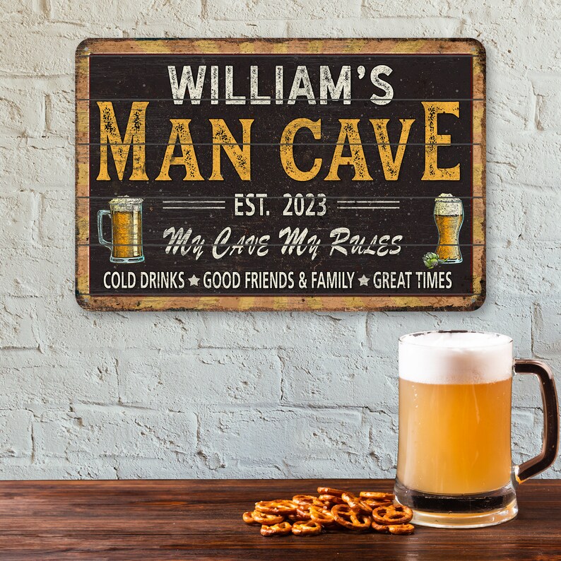Personalized Man Cave Sign, Man Cave Gift, Home Bar Decor, Gift for Him ...