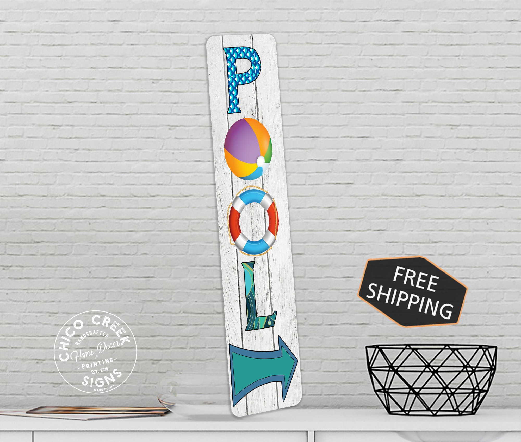 Pool Decor Sign Left or Right Welcome Vertical Metal Sign | Etsy