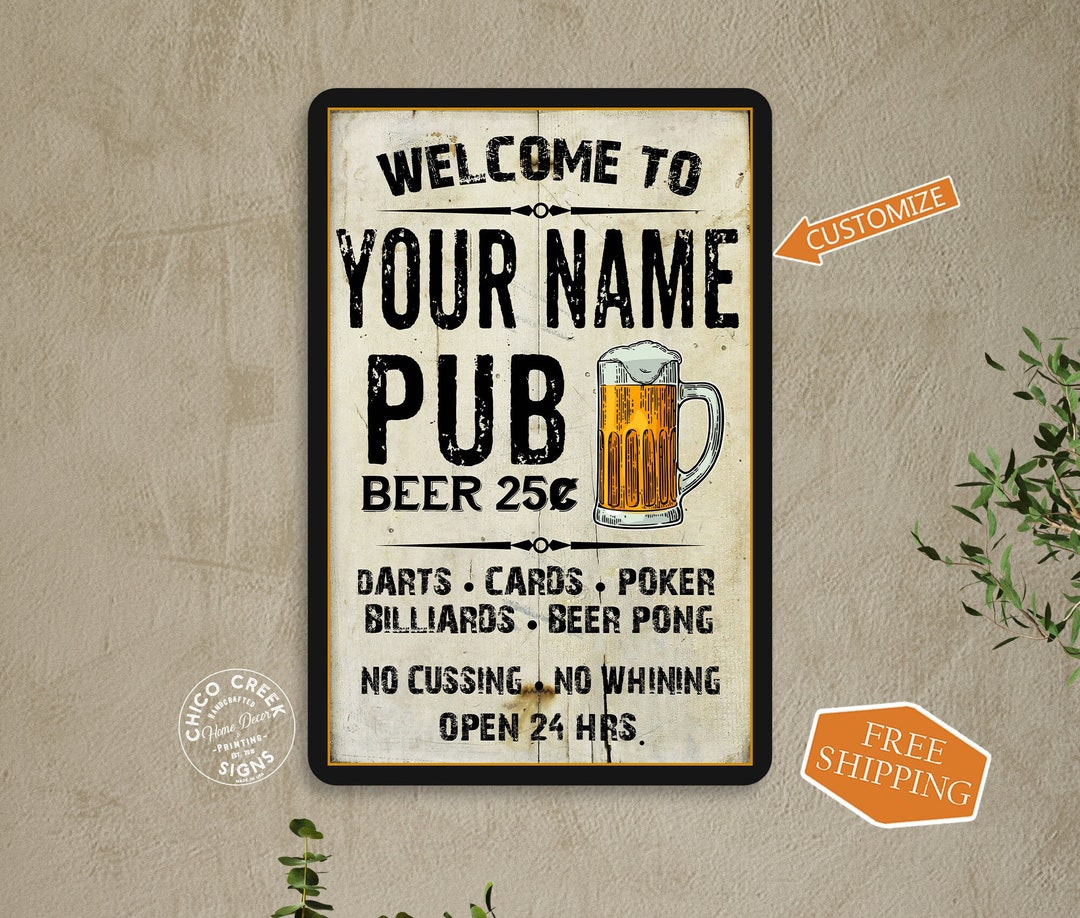 Personalized Pub Sign, Custom Beer Sign, Beer Decor, Fathers Day Gift ...