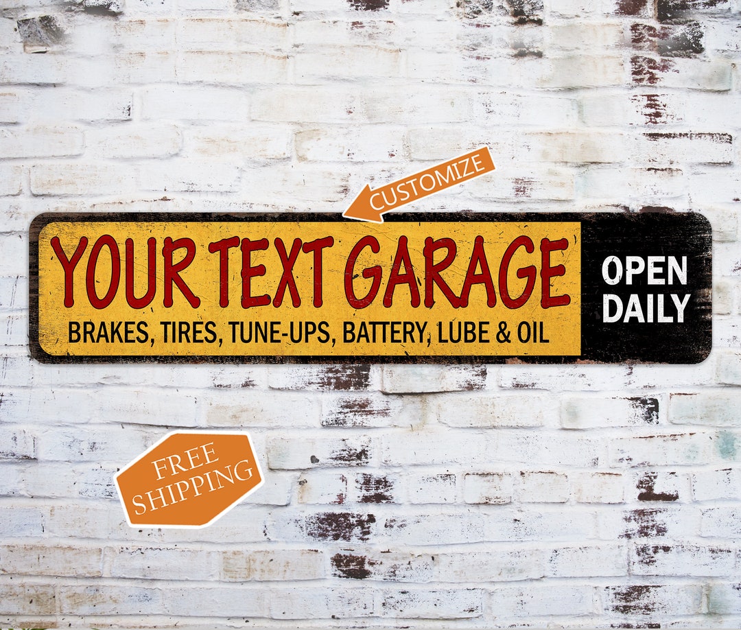 Custom Name Garage Sign, Personalized Gift Decor, Auto Garage, Shop ...