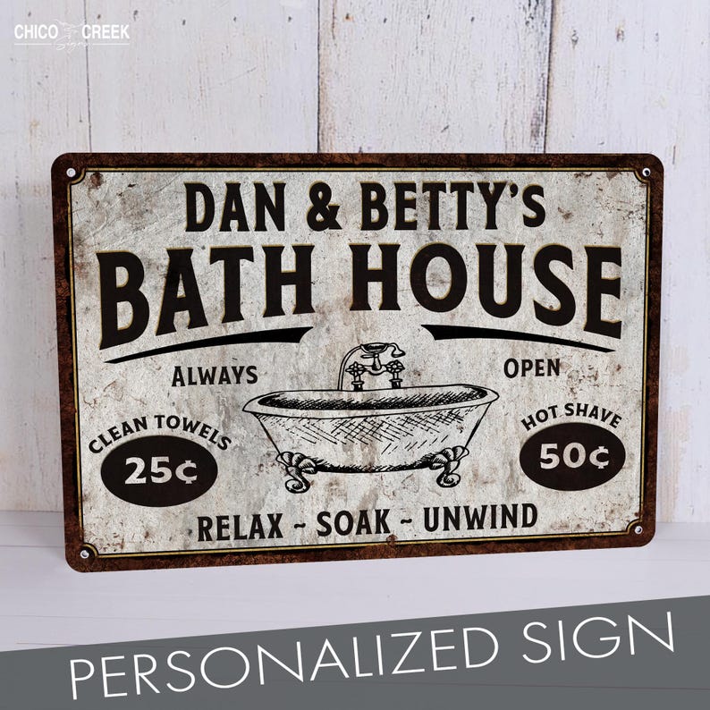 Personalized Sign, Custom Bath Sign, Bathroom Wall Decor, Wash Room ...