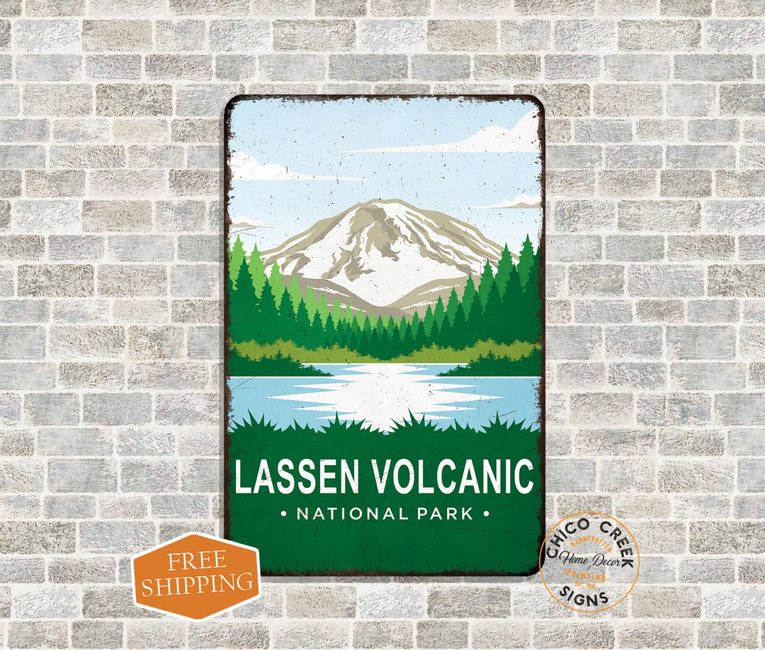 Lassen Volcanic National Park Sign, Rustic Looking Wall Decor, Cabin ...