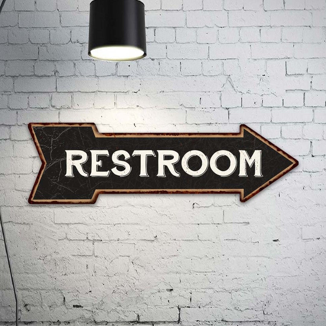 Restroom Sign, Restroom Right Arrow Sign, Vintage Looking Decor ...