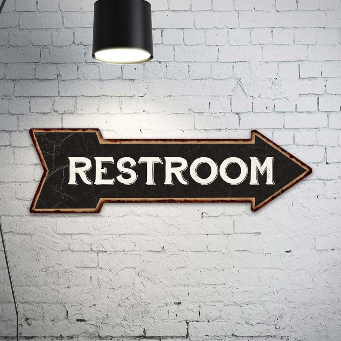Restroom Sign Restroom Right Arrow Sign Vintage Looking - Etsy UK