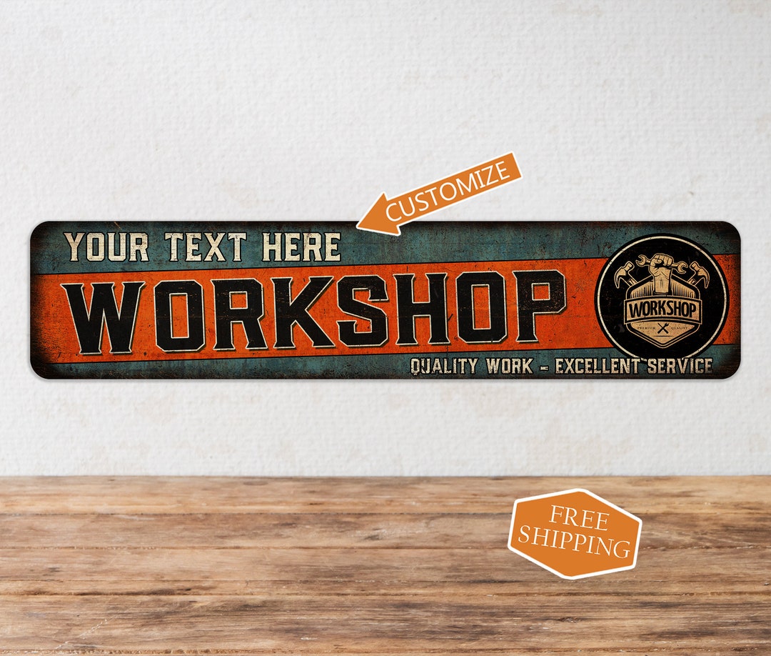 Custom Workshop Sign, Personalized Gift Decor, Garage, Shop, Studio ...