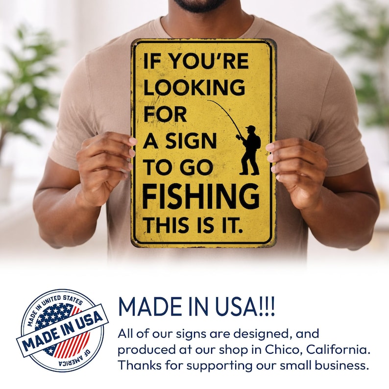 Go Fishing Sign, Fishing Lover Gift, Fishing Humor Sign, Funny Fishing ...