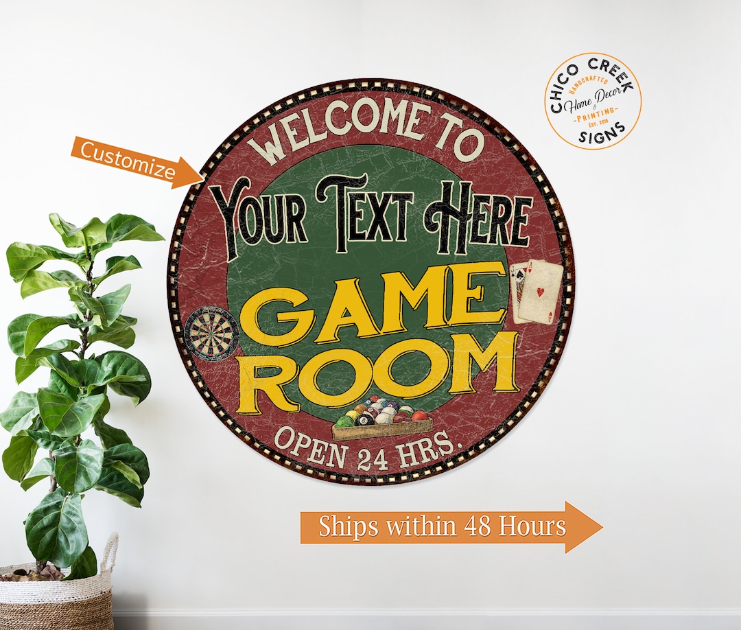 Personalized Game Room Sign Round Rec Room Sign Pool Hall - Etsy