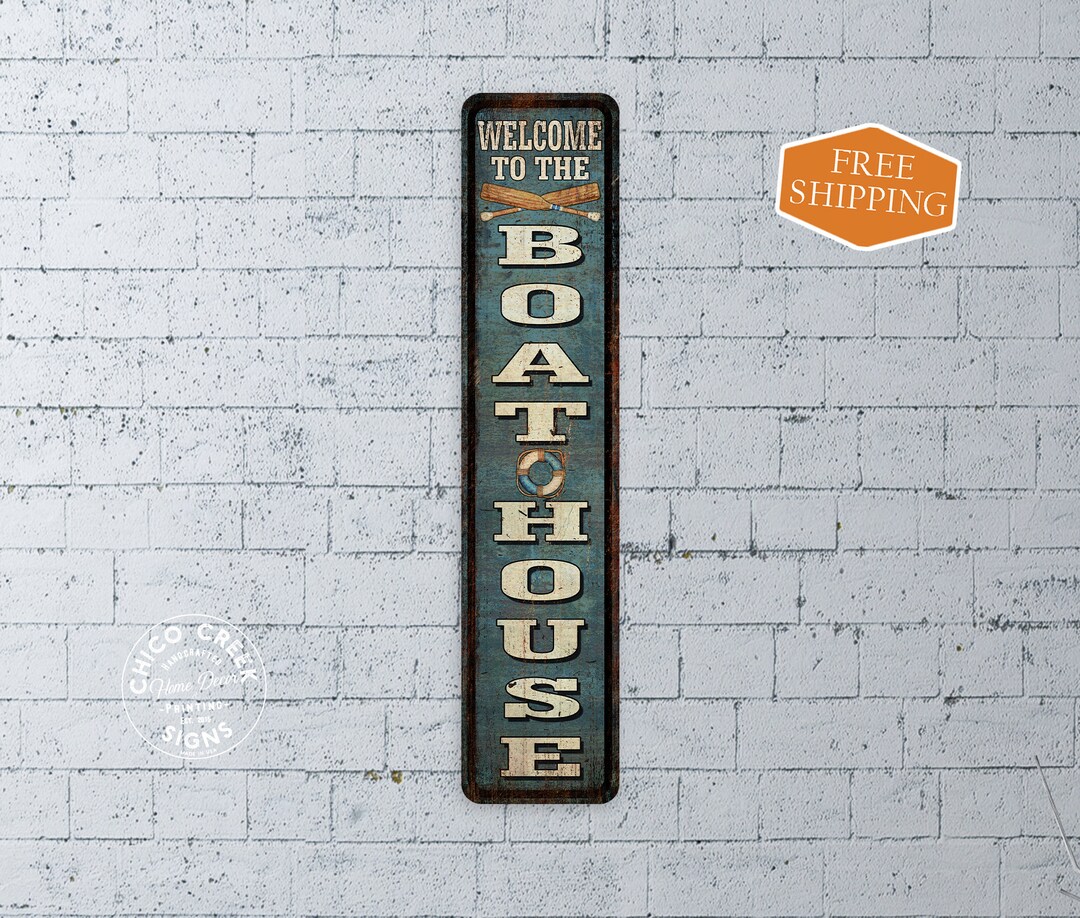 Boat House Sign, Welcome Summer Home Decor, Lake House, Home Kitchen ...