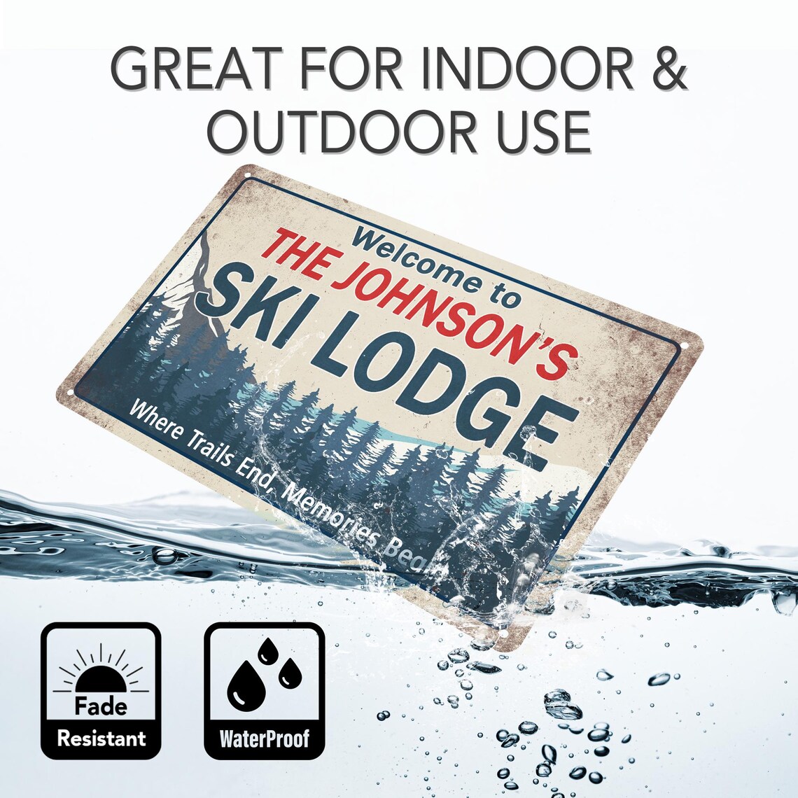 Personalized Ski Lodge Sign, Custom Winter Cabin Decor, Rustic Ski ...