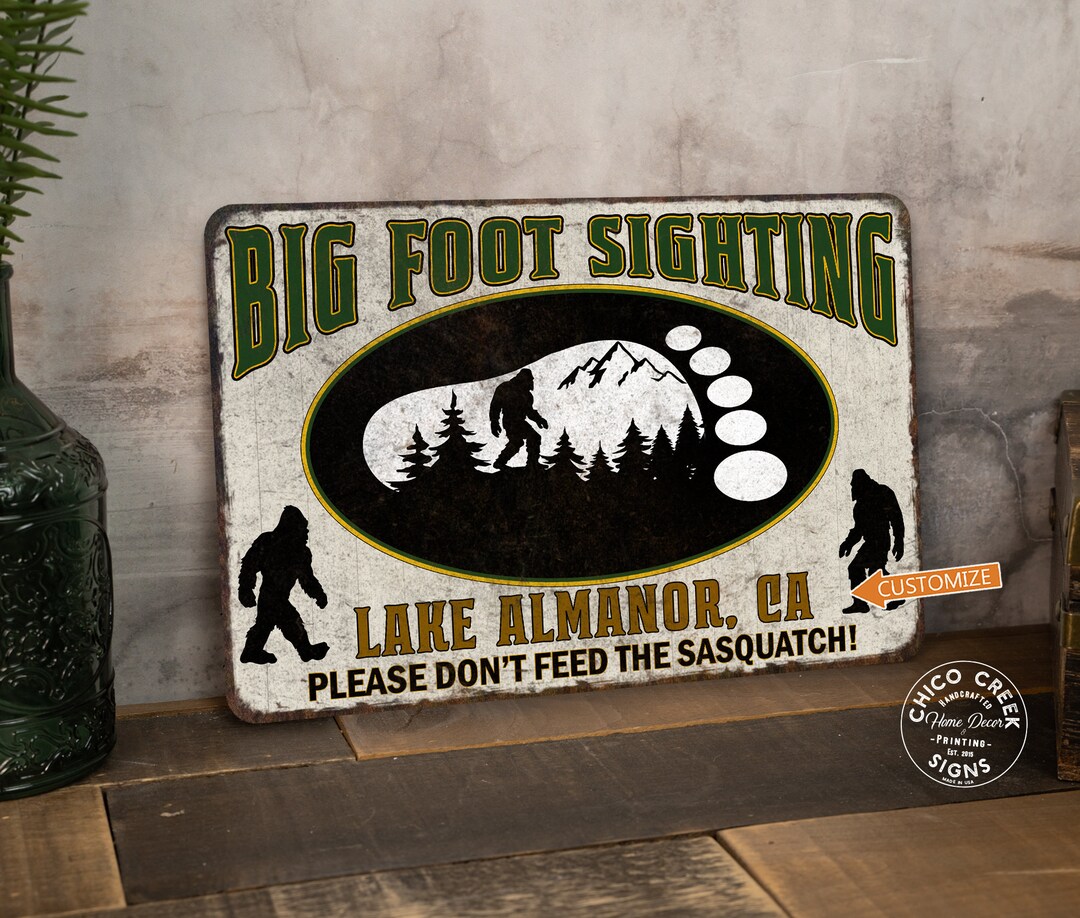 Personalized Big Foot Sighting Sign Warning Sasquatch Decor Yeti North ...