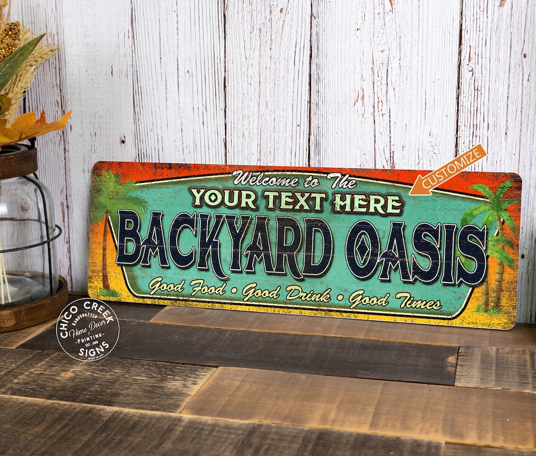 Personalized Backyard Oasis Sign, Poolside Paradise, Welcome Sign ...