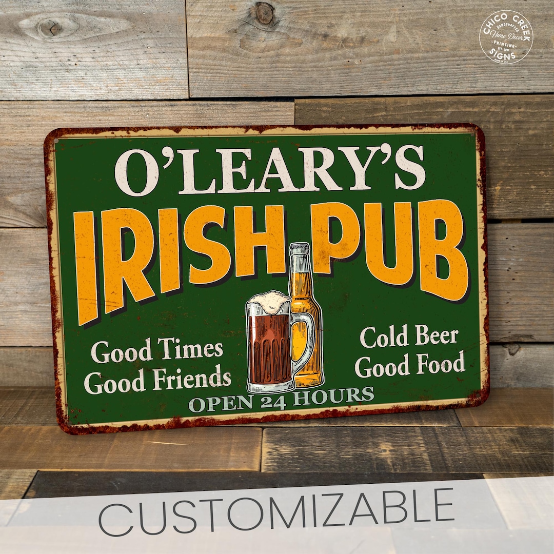 Personalized Sign, Irish Pub Sign, Custom Metal Sign, Custom Pub Sign ...