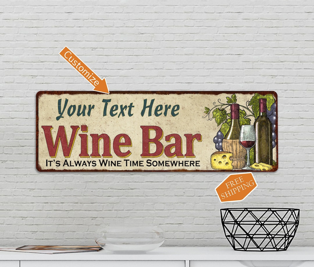 Personalized Wine Bar Sign, Home Bar Decor, Custom Wine Bar Wall Art ...