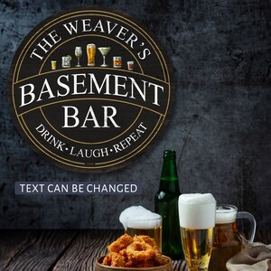 Custom Basement Bar Sign Wood Personalized Sign Home Bar Decor Man Cave ...