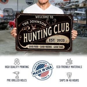 Custom Hunting Club Sign, Personalized Signs, Hunting Decor, Cabin ...