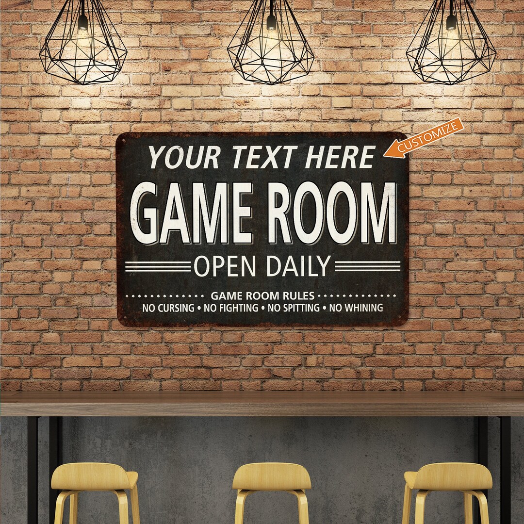 Personalized Game Room Sign Family Room Decor Rec Room Sign Poker Video ...