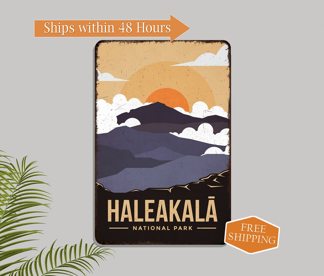 Haleakala National Park Sign, Rustic Looking Wall Decor, Cabin ...