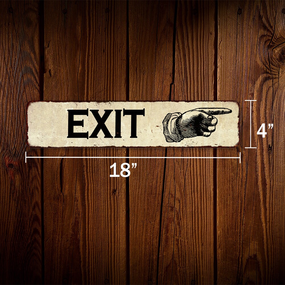 EXIT Right Hand Pointer Sign Vintage Look Metal Restaurant | Etsy