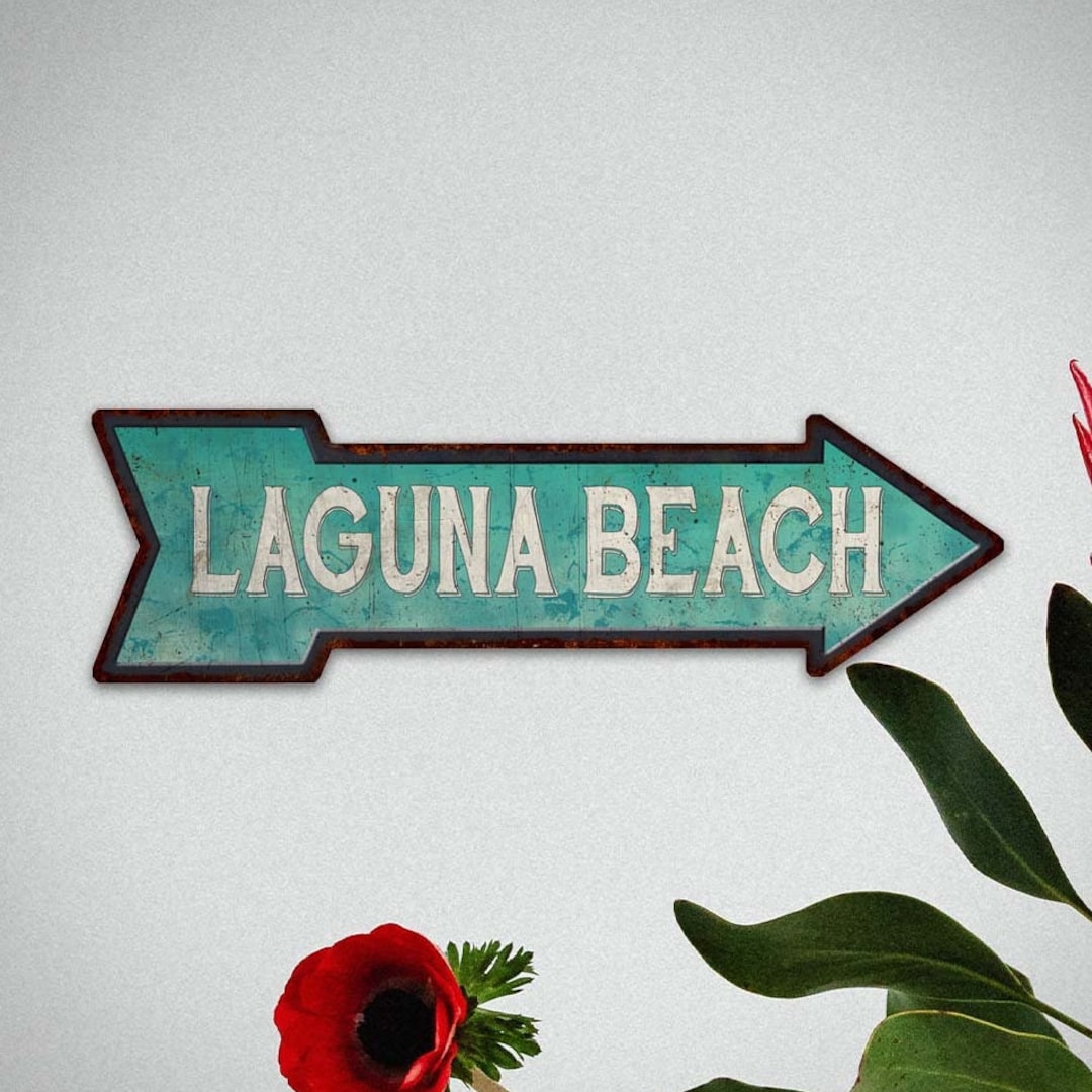 Laguna Beach Sign, Laguna Beach Right Arrow Sign, Vintage Looking Decor ...