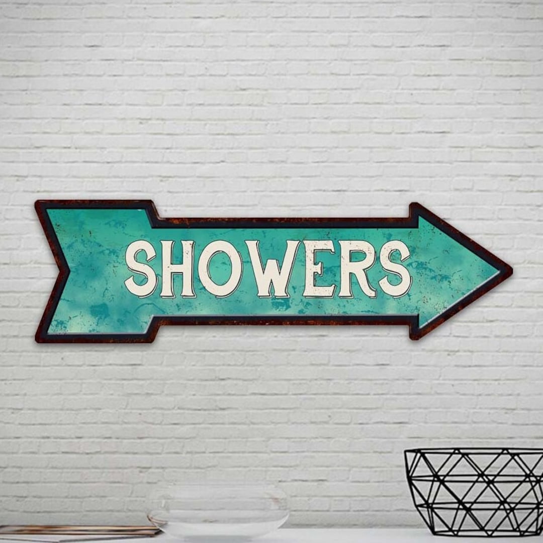 Showers Sign, Showers Right Arrow Sign, Vintage Looking Showers Sign ...