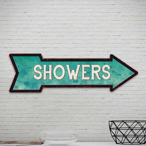 Showers Sign Showers Right Arrow Sign Vintage Looking - Etsy