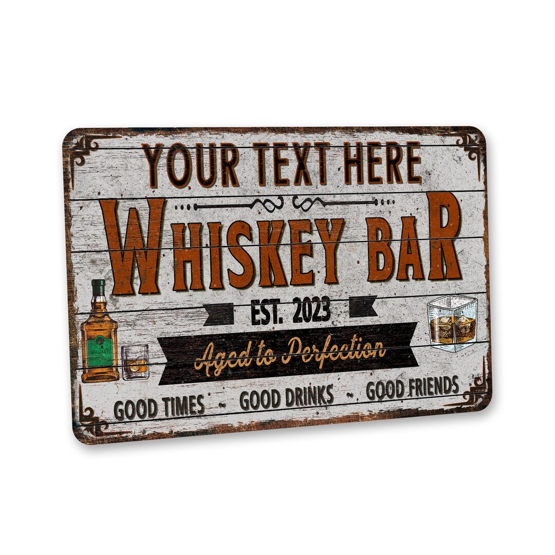 Personalized Whiskey Bar Sign Custom Bar Sign Man Cave Decor Home Bar ...
