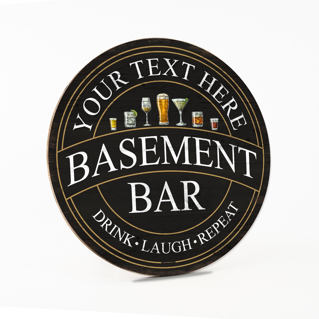 Custom Basement Bar Sign Wood Personalized Sign Home Bar Decor Man Cave ...