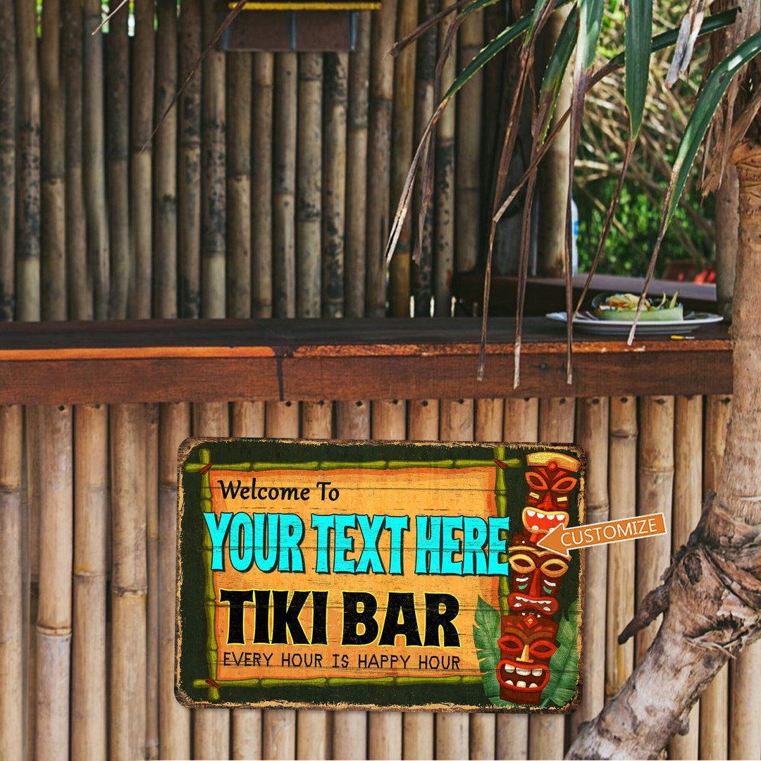 Tiki Bar Sign Beach Sign Custom Name Beach House Décor Backyard Art ...