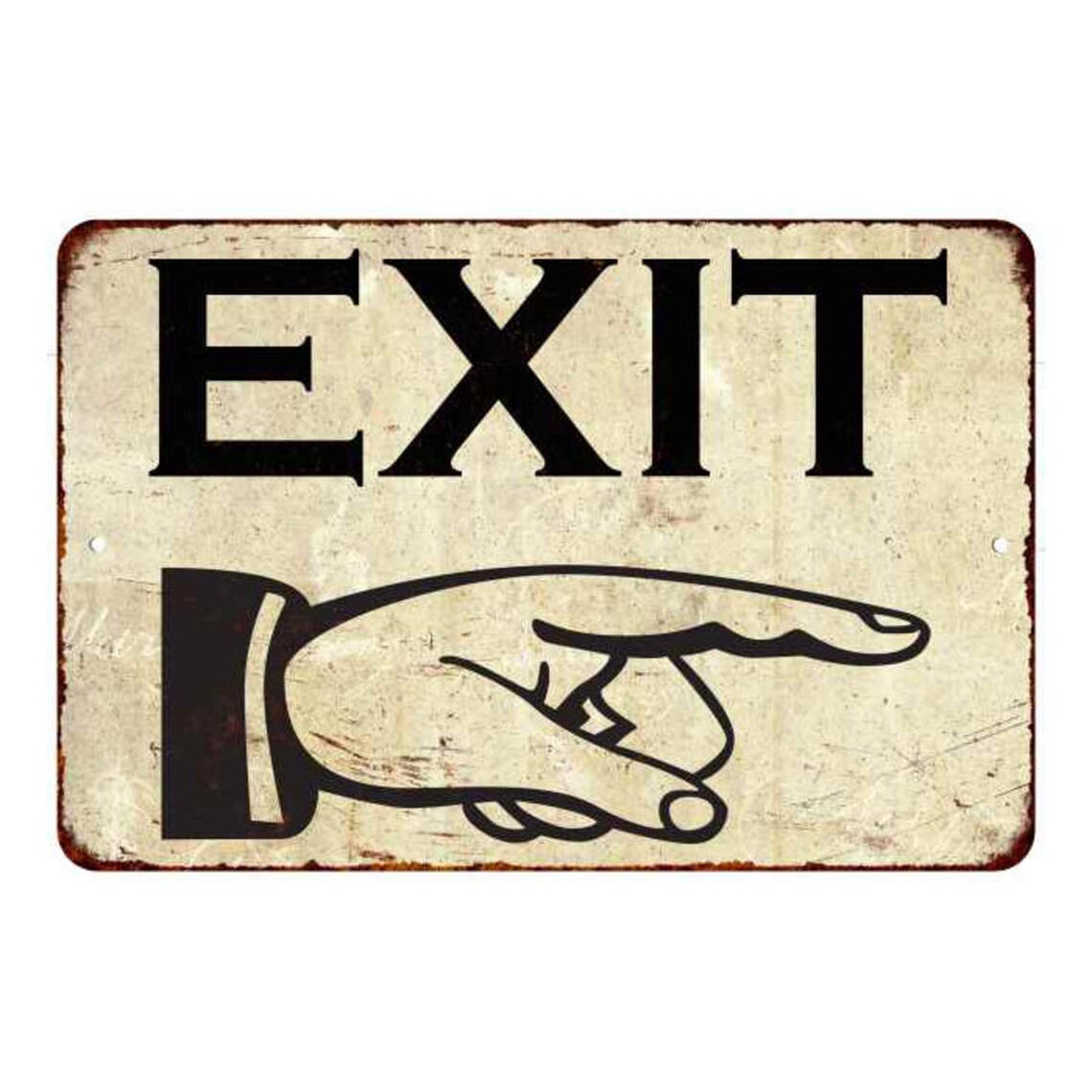 Exit Sign, Exit Right Arrow Sign, Hand Pointing, Vintage Looking ...