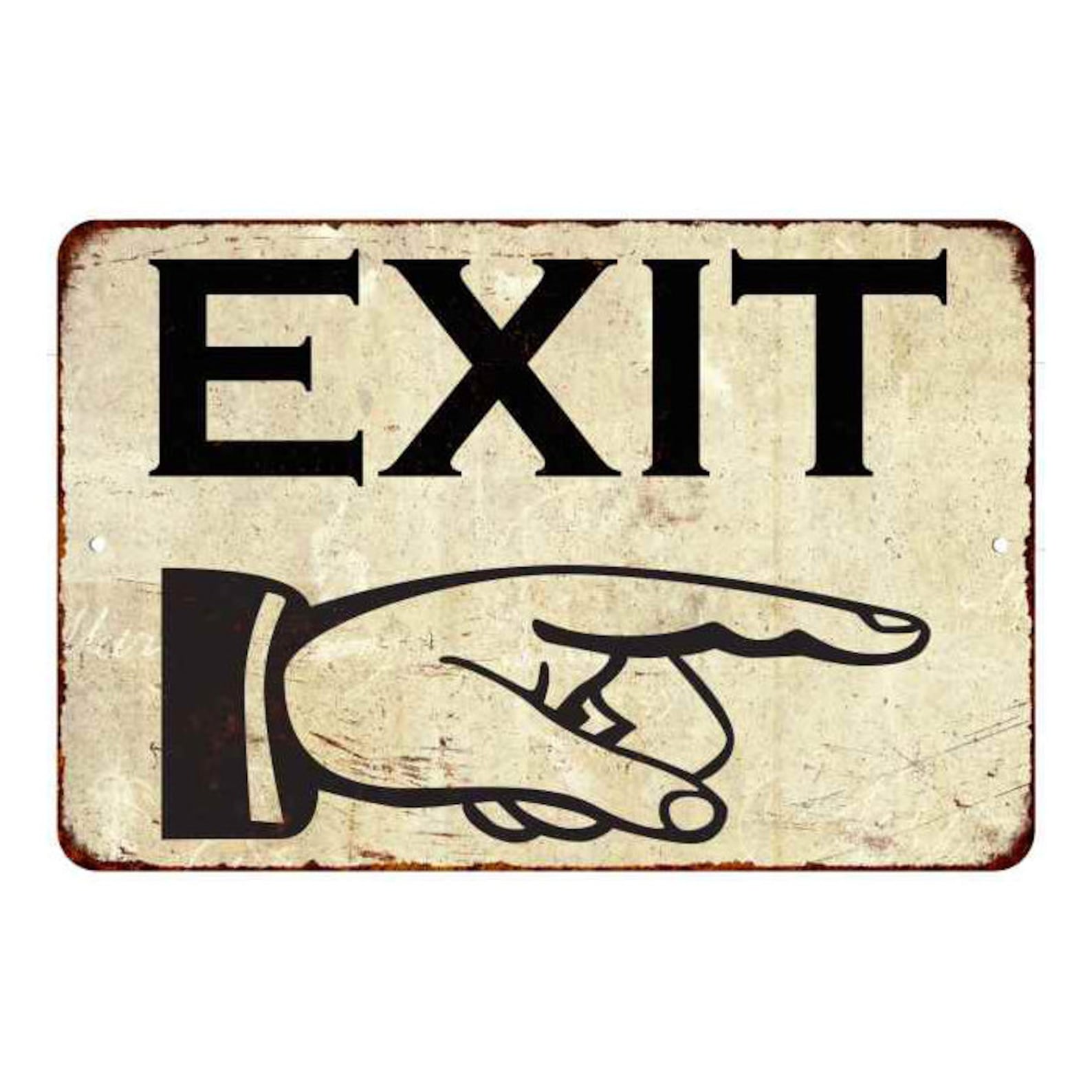 Exit Sign, Exit Right Arrow Sign, Hand Pointing, Vintage Looking ...