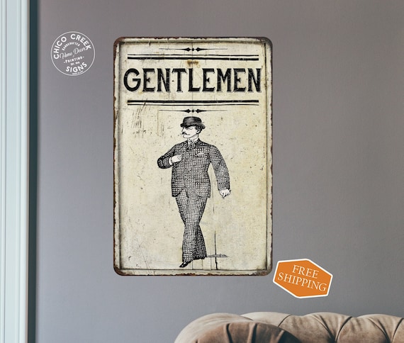 Gentlemen Restroom Sign Bathroom Sign Vintage Look Chic - Etsy