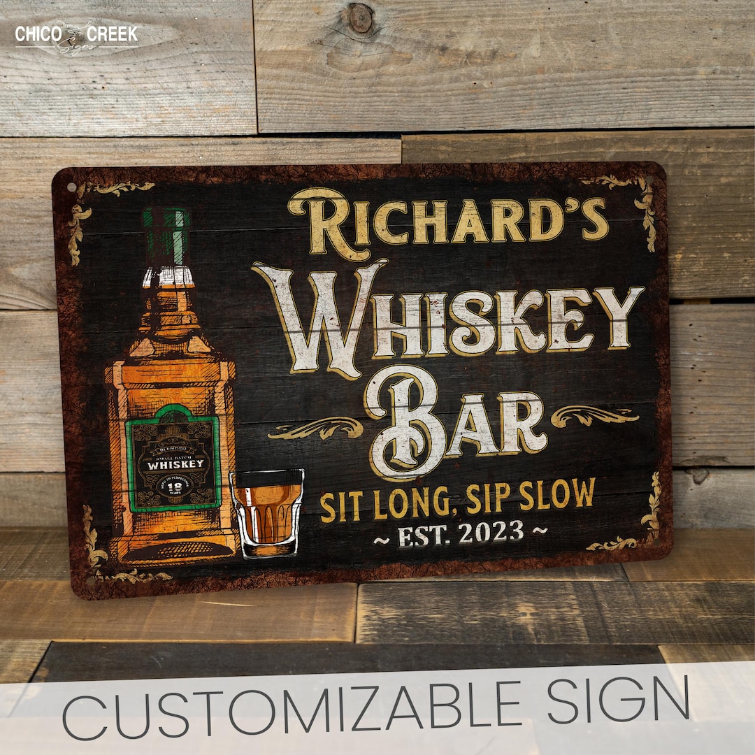 Custom Whiskey Bar Sign, Personalized Sign, Gift for Him, Whiskey Gifts ...