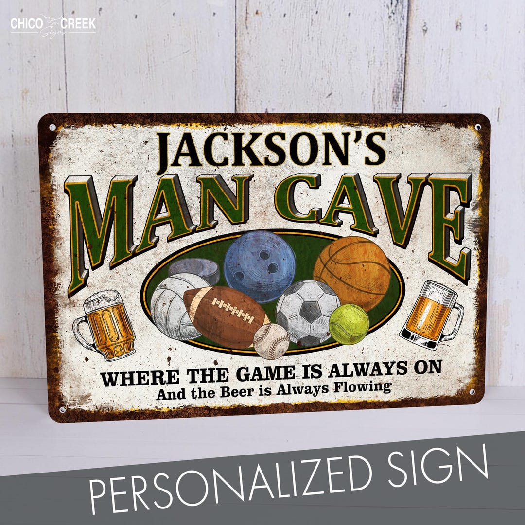 Personalized Man Cave Sign, Man Cave Decor, Gift for Him, Man Cave ...