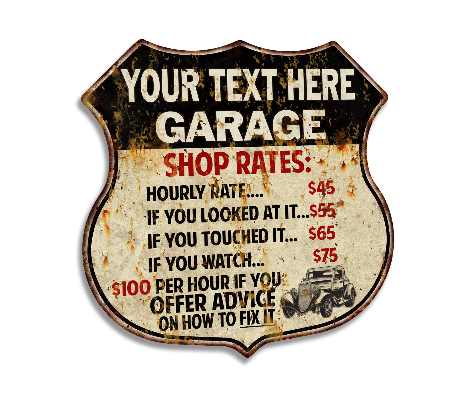 Personalized Garage Shop Rates Sign Your Name Mechanic Sign - Etsy