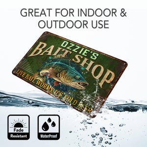 Custom Bait Shop Sign Fishing Gift Bait & Tackle Man Cave Metal Sign ...