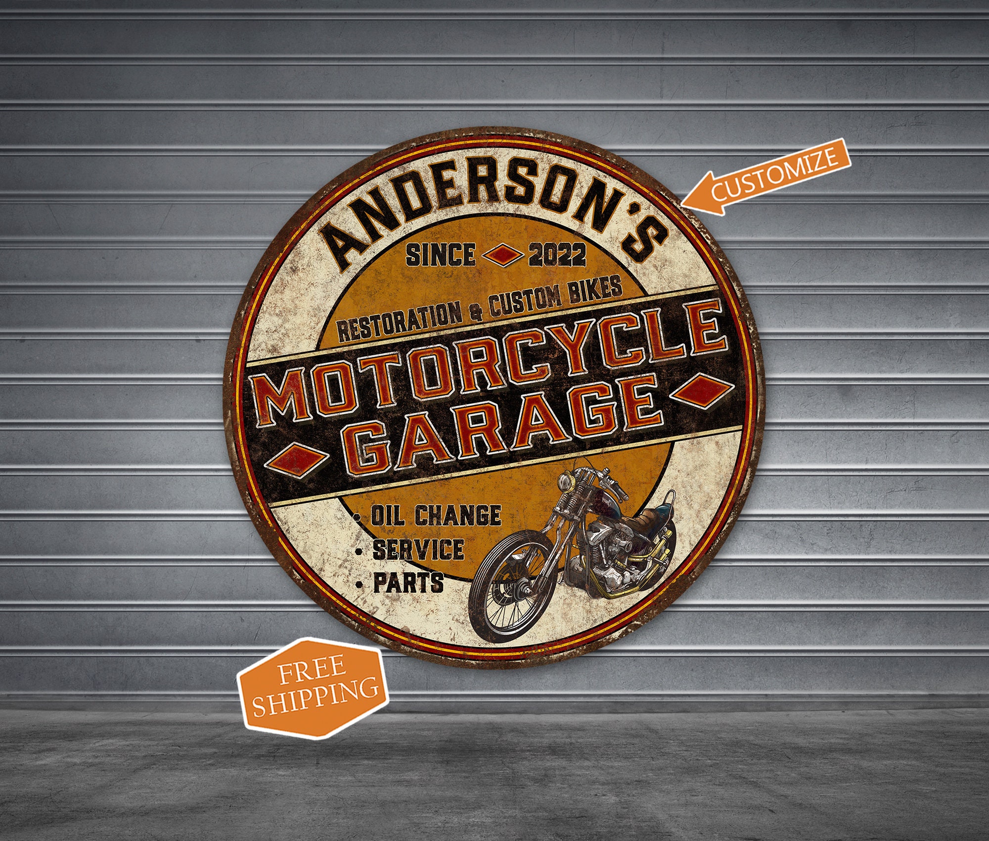 Personalized Motorcycle Garage Round Sign Bike Garage Shop - Etsy