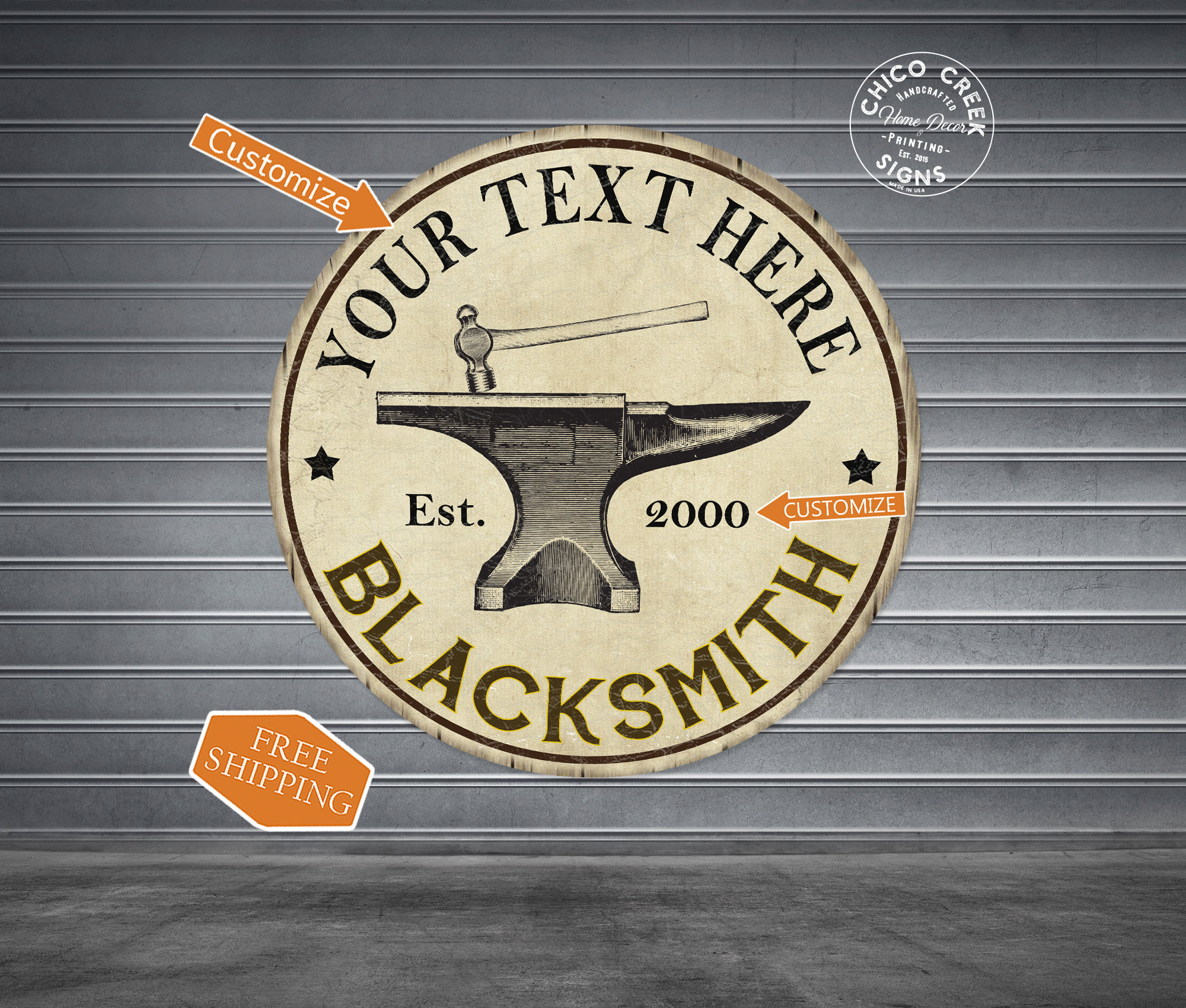 Personalized Blacksmith Sign, Man Cave Shop Workshop Wall Decor ...